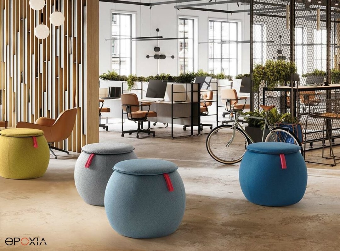 Pouf et table basse acoustiques insonorisants Snowpouf de CAIMI ...